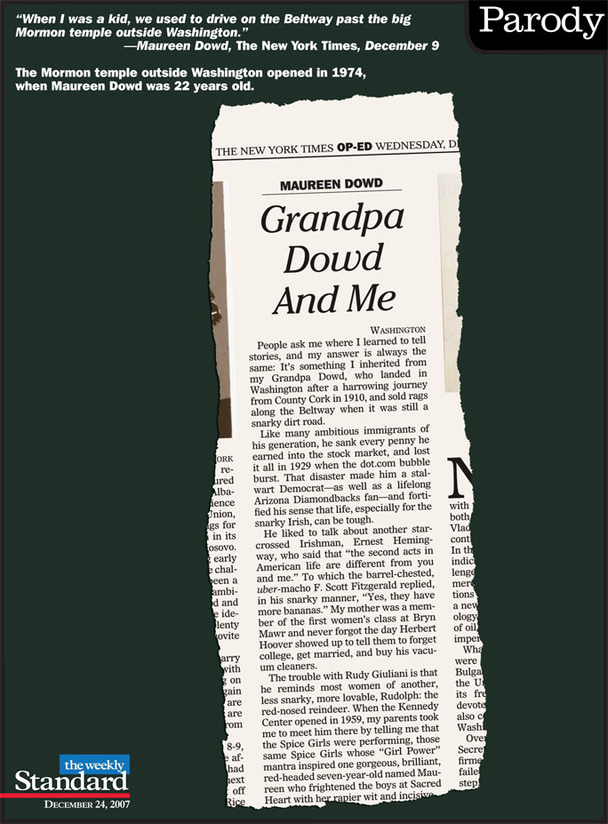 Maureen Dowd’s “Memories” - Washington Examiner