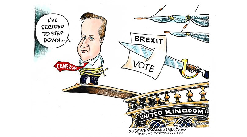 Editorial cartoon: David Cameron walks the plank - Washington Examiner Editorial cartoon: David Cameron walks the plank - Washington Examiner