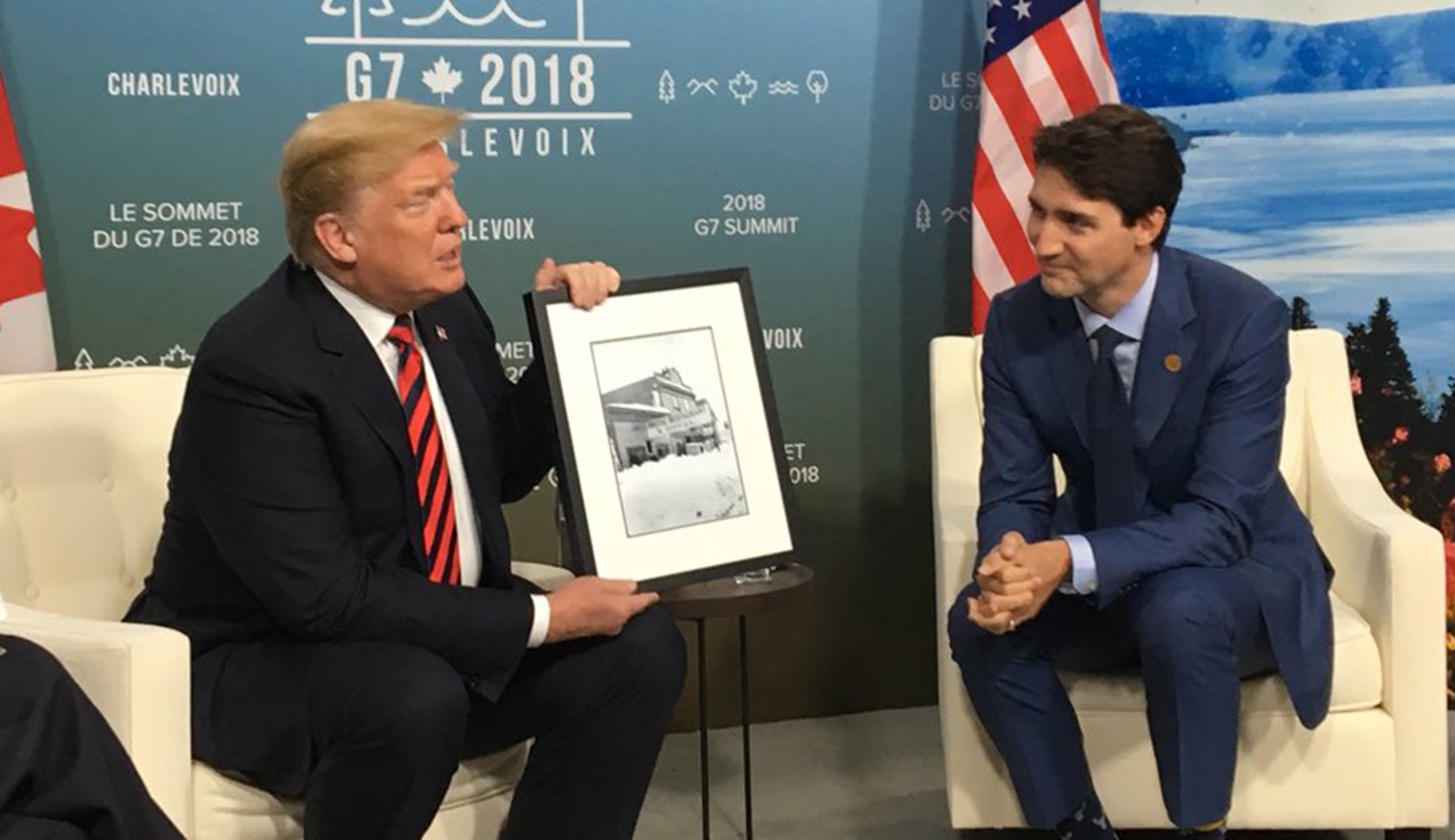 Justin Trudeau trolls Trump with framed photo of his grandfather’s ...