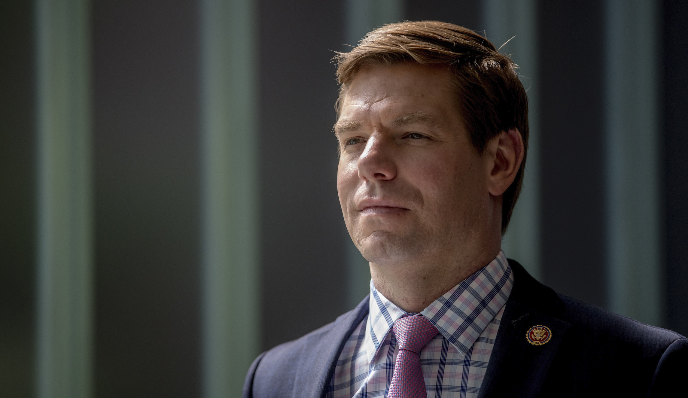 Eric Swalwell and fellow shirtless Democrat ride camels during Qatar ...