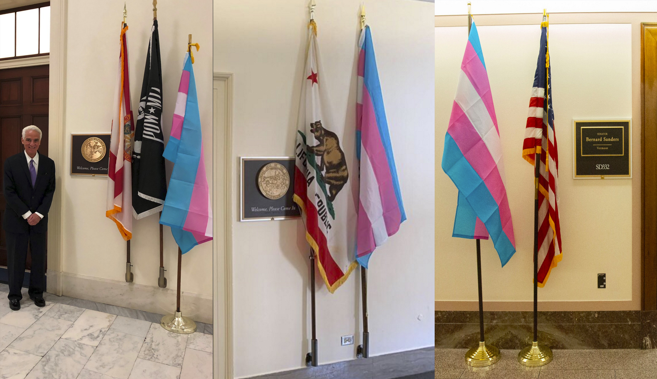 Democrats replace POW/MIA flags with transgender equality flags to ...
